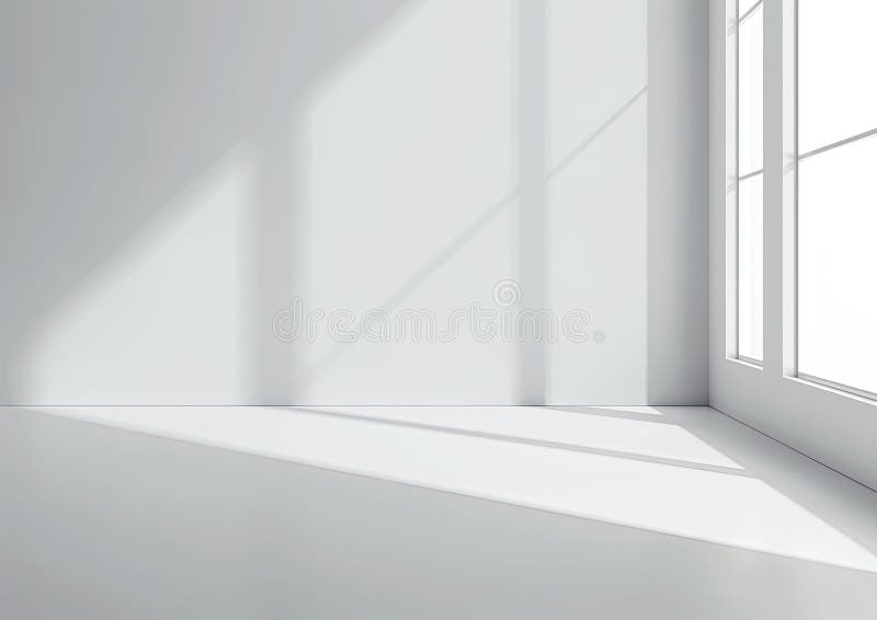 A Bright White Room Featuring a Window and a Distinct Shadow on the ...