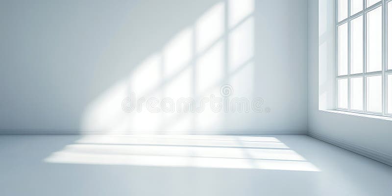 Bright White Room Interior Design: Sunlight through Window Stock ...