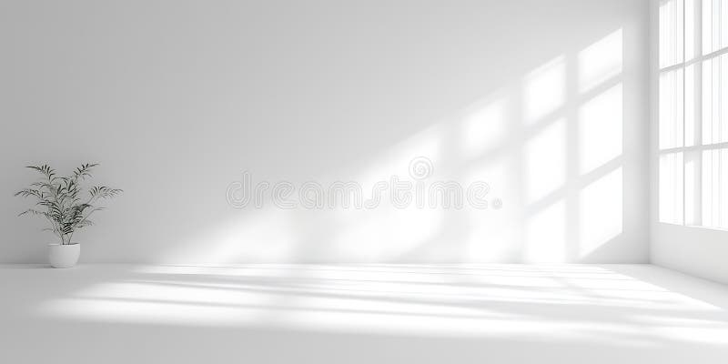 Bright White Room Interior: Minimalist Background with Sunlight Stock ...
