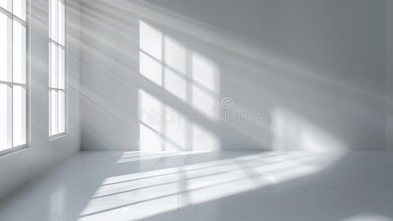 Bright White Room with Window and Sun Rays Filtering through, Creating ...