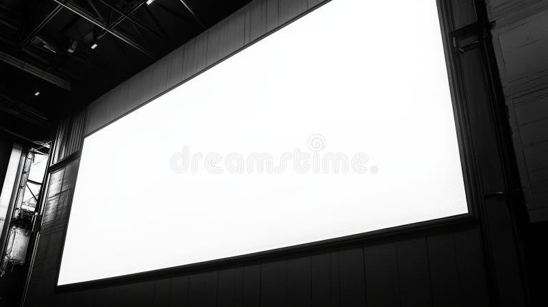 Bright White Screen in Dark Auditorium Setting with Metal Framework ...
