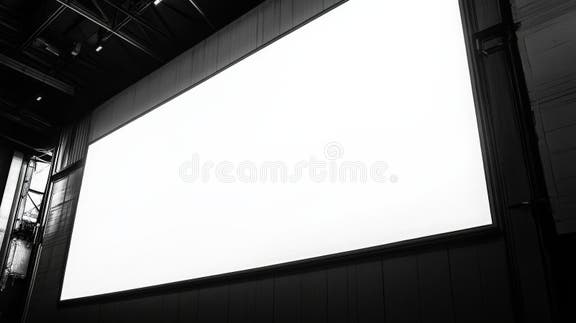 Bright White Screen in Dark Auditorium Setting with Metal Framework ...