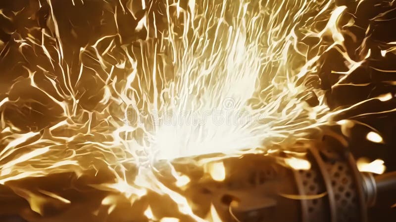 Bright White Sparks Shoot Out from the Engine Mingling with the Vibrant ...