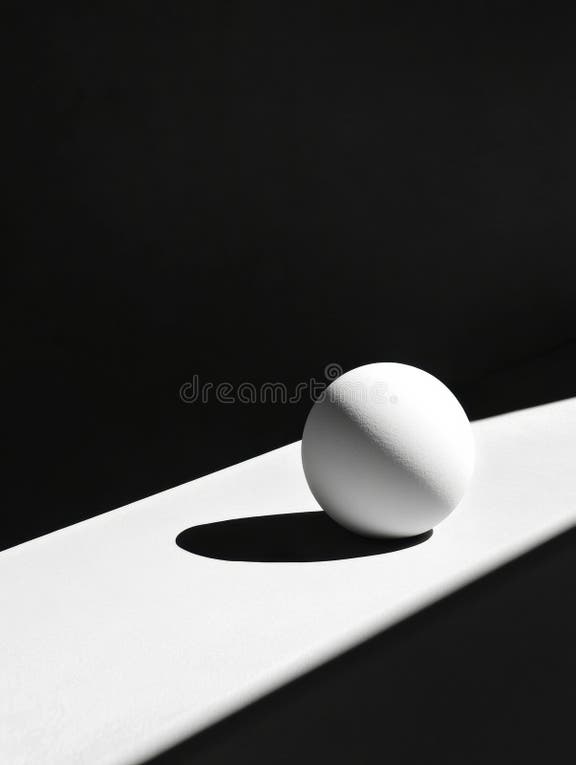 Bright White Sphere Casting a Deep Shadow on a White Surface in a High ...