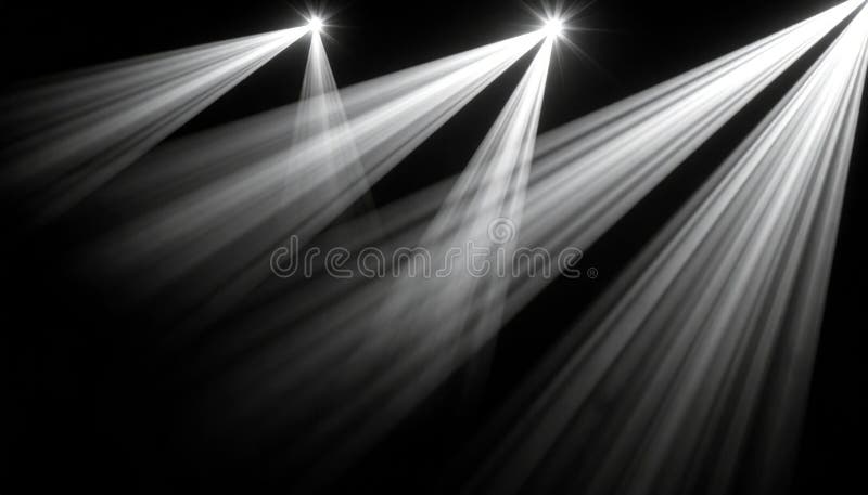 Bright White Spotlight Beams on Black Background Stock Illustration ...