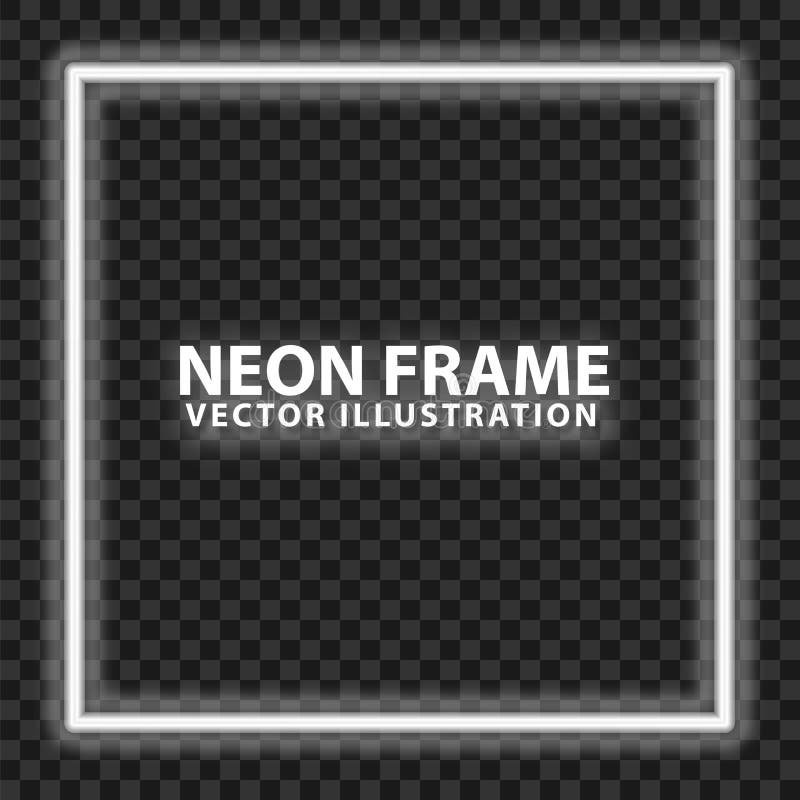 Bright White Square Neon Gas Frame, Vector Illustration Stock Vector ...
