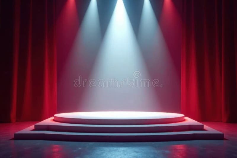 Bright White Stage, Single Spotlight Illuminates Center , Empty ...