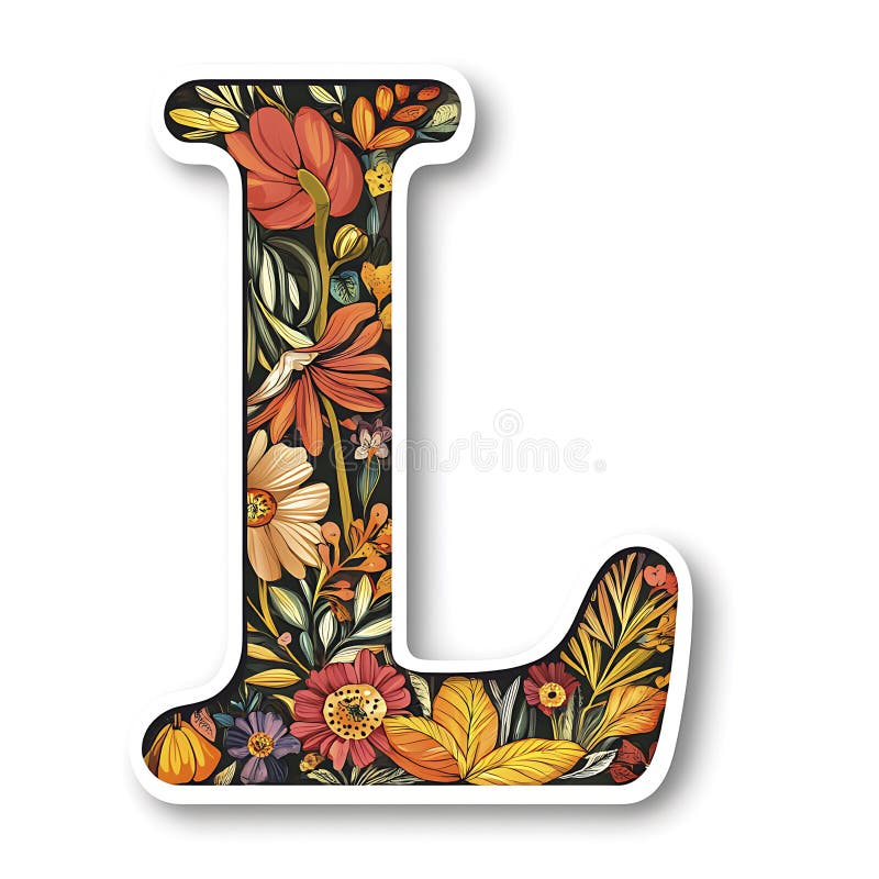 Bright White Sticker Letter L Bold Typography Design Stock Illustration ...