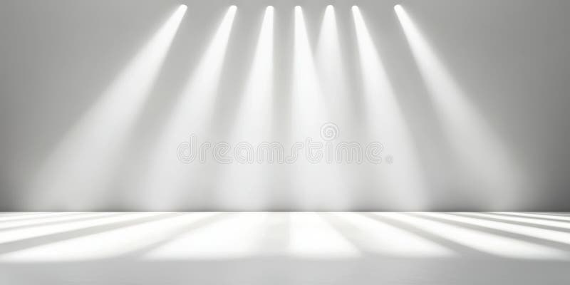 Bright White Studio with Dramatic Spotlight Patterns on Floor and Wall ...
