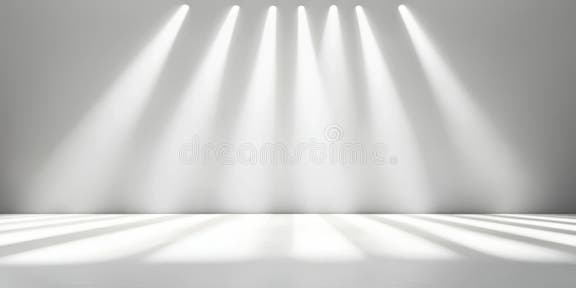 Bright White Studio with Dramatic Spotlight Patterns on Floor and Wall ...