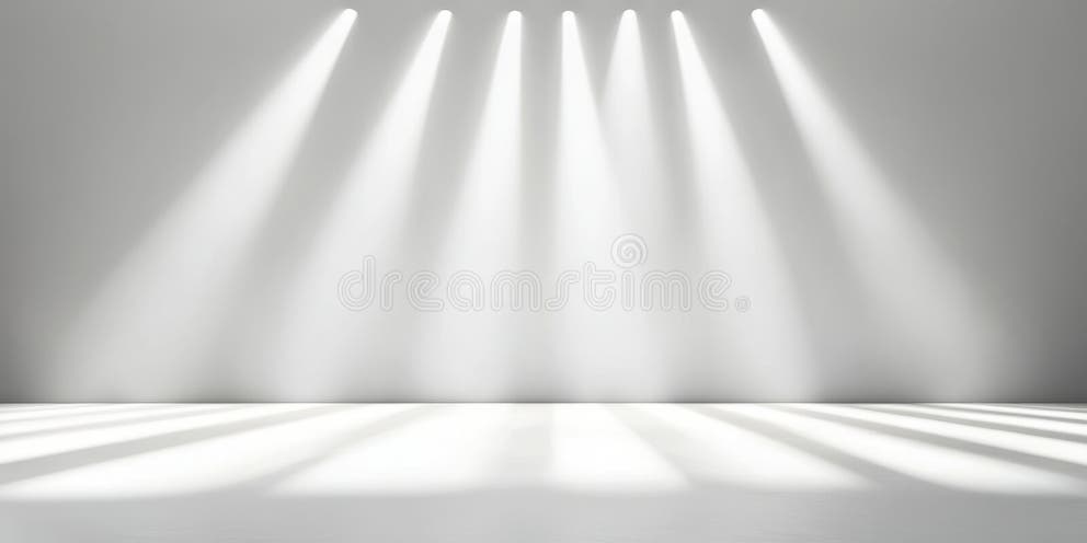 Bright White Studio with Dramatic Spotlight Patterns on Floor and Wall ...