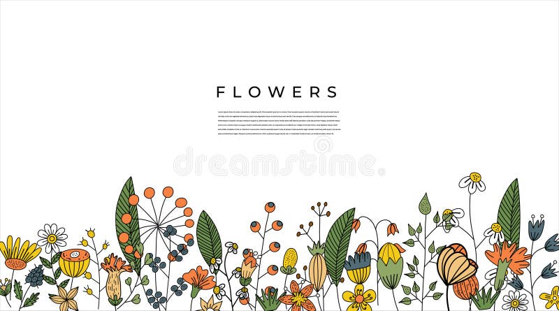 Bright Wildflower Border Vector Illustration Stock Vector ...