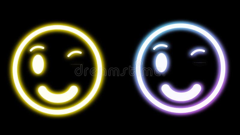 Bright and Winking Face Expression on Black Background Stock ...