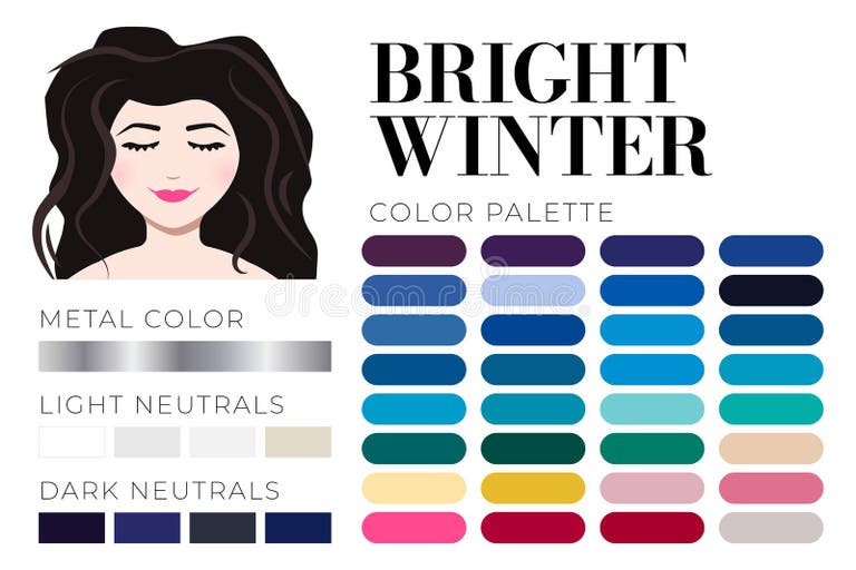 Bright Winter Type for 16 Season Color Analysis System Stock Vector ...