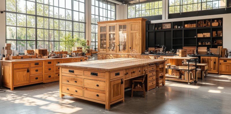 Bright Wood Workshop Showcasing an Impressive Cherry Solid Oak Island ...
