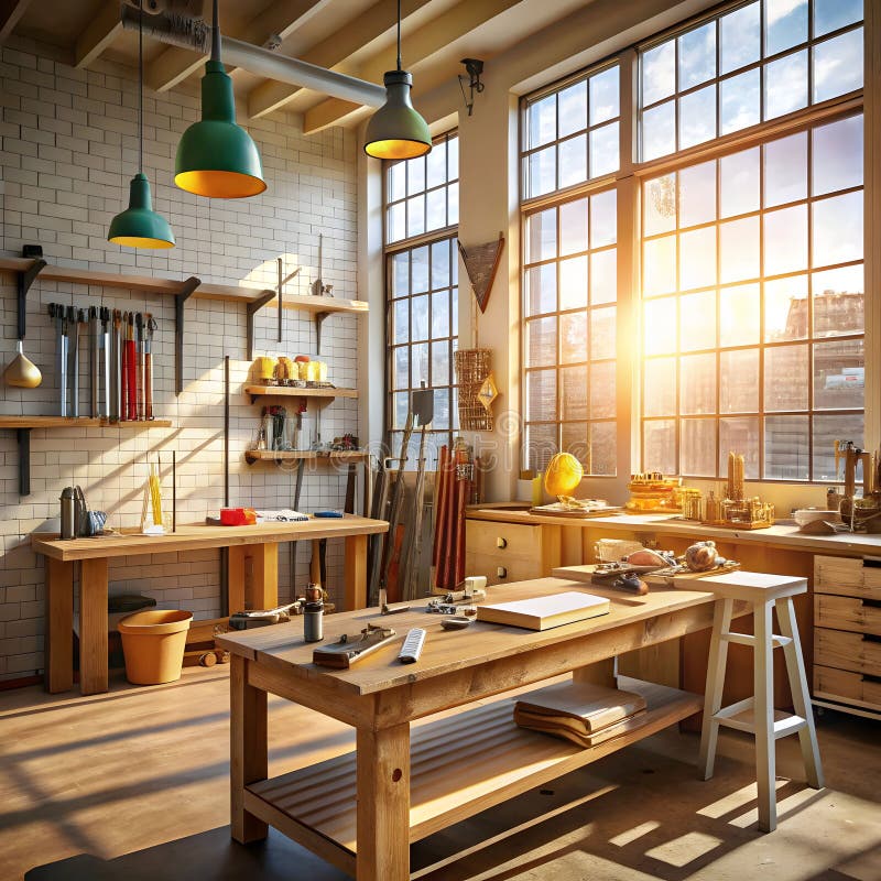 A Bright Workshop Illuminated by Natural Light, Creating an Inviting ...