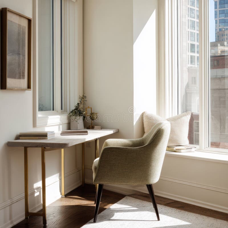 Bright Workspace in a Cozy Corner with Natural Light, Modern Decor, and ...