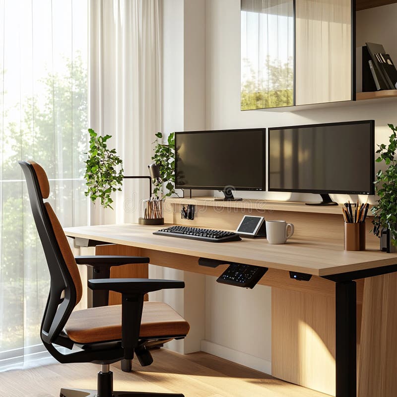 Workspace Design with Dual Monitors and Natural Light in a Modern ...