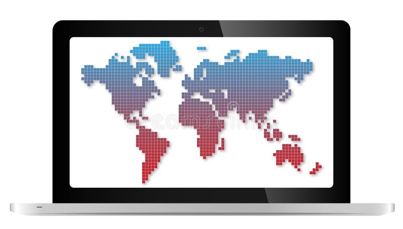 Bright World Map on Isolated Screen Vector Illustration Stock Vector ...