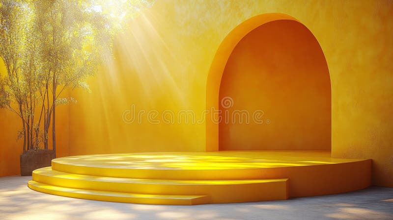 Bright Yellow Archway and Sunlit Scene - Generative Ai Stock ...