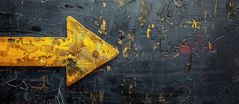 Bright Yellow Arrow on Black Background Stock Image - Image of guide ...