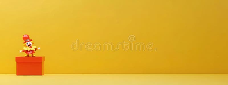 Bright Yellow Background Featuring a 3D Prank Box with a Clown Jumping ...