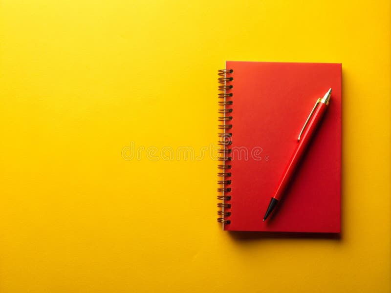 Bright Yellow Background with Red Notebook Inspiring Creativity and ...