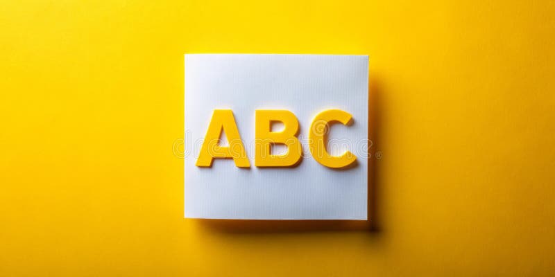 Bright Yellow Background with White Paper and ABC Letters Educational ...