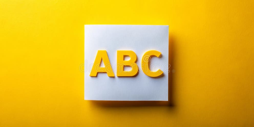 Bright Yellow Background with White Paper and ABC Letters Educational and Versatile Stock Image ...