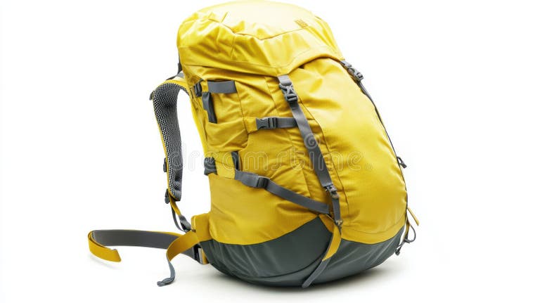 A Bright Yellow Backpack Featuring a Gray Strap on Its Design. Stock ...