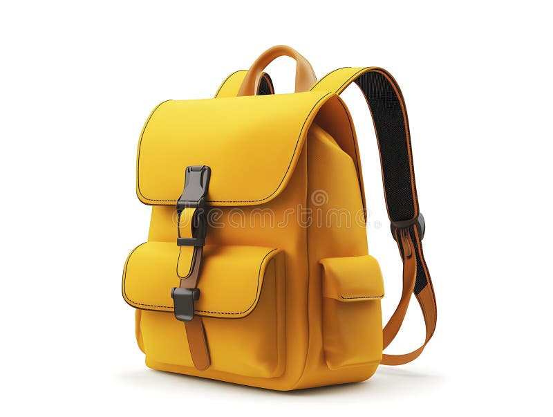 Bright Yellow Backpack Opened for Travel Adventure Stock Image - Image ...