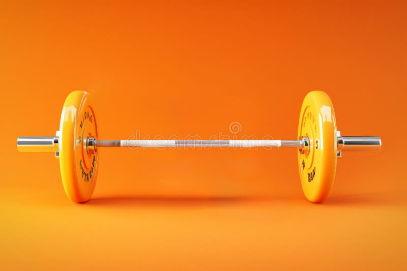 Bright Yellow Barbell on Orange Background, Work Hard Play Hard ...