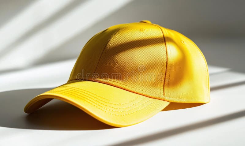 Bright Yellow Baseball Cap with Shadows Creating Artistic Patterns on ...