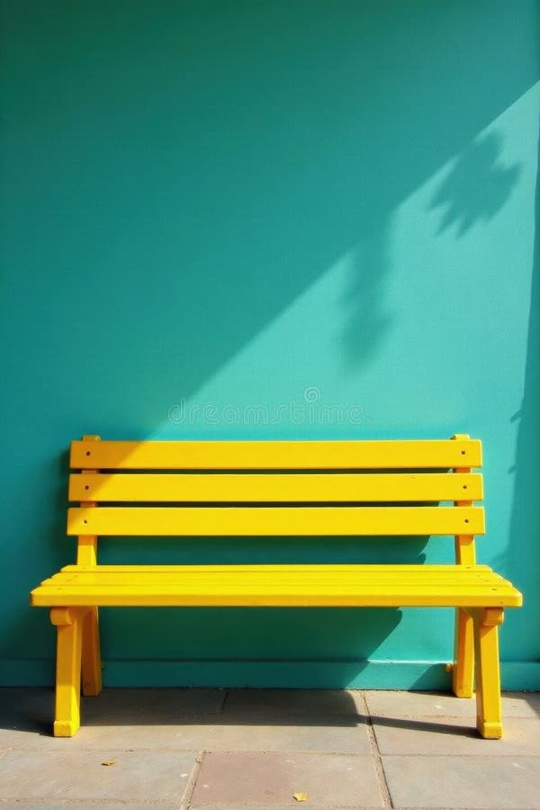 Bright Yellow Bench, Freshly Painted, Smooth Surface , Sitting, Space ...