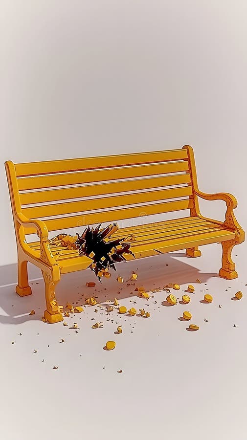 Bright Yellow Bench with a Striking Tear Effect Stock Illustration ...