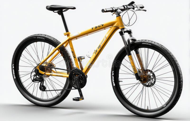 A Bright Yellow Bicycle is Sitting Prominently on a White Surface Stock ...