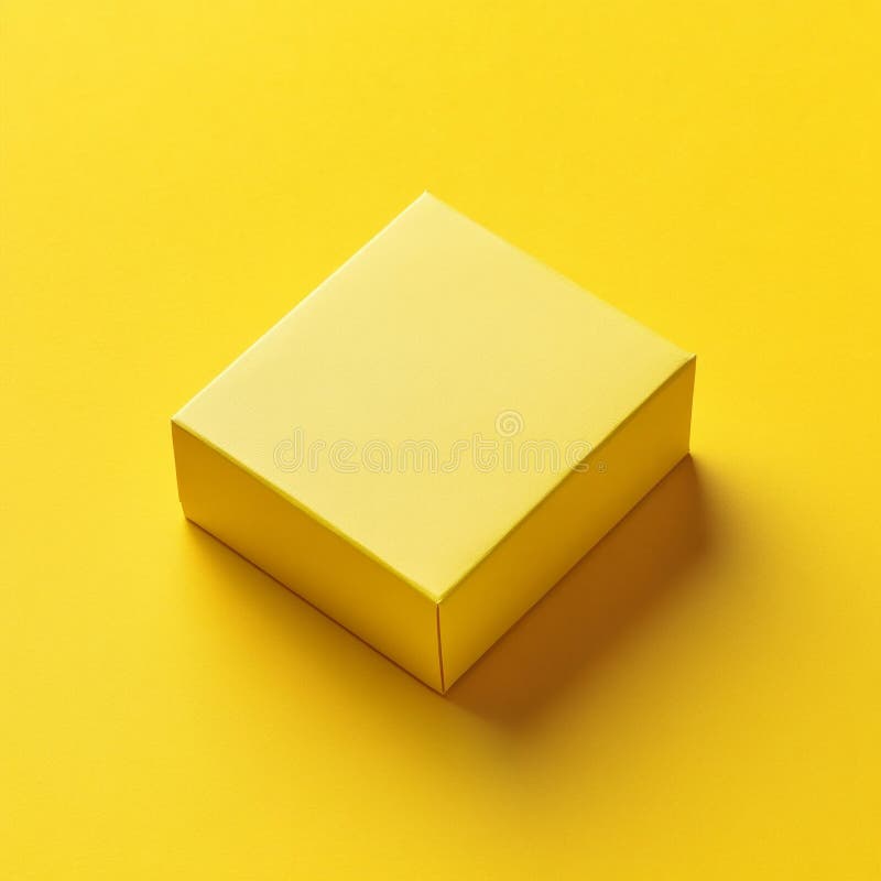 Bright Yellow Box Against Solid Yellow Background Showcasing Minimalist ...