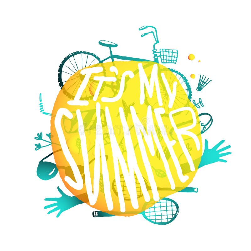 Bright Yellow Bubble Design with Active Summer Stock Vector ...