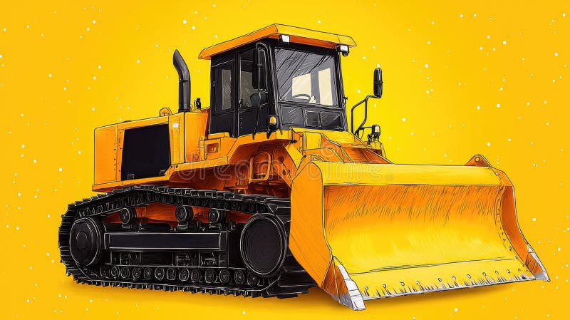 A Bright Yellow Bulldozer Against a Vibrant Background, Showcasing Its ...