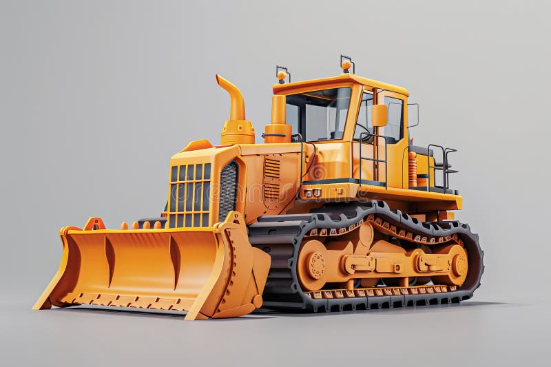 Bright Yellow Bulldozer Designed in a Detailed 3D Render Style for ...