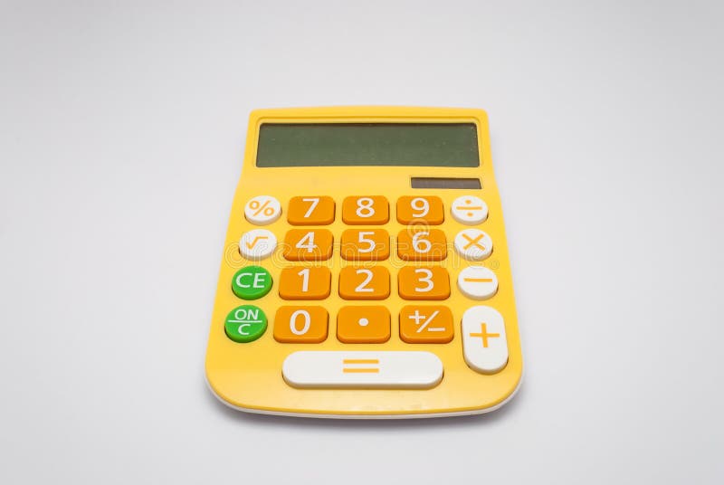Yellow Calculator Isolated on White Stock Image - Image of display ...