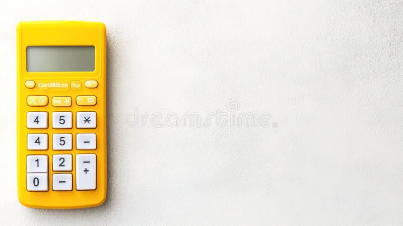 Bright Yellow Calculator on a White Surface Stock Illustration ...