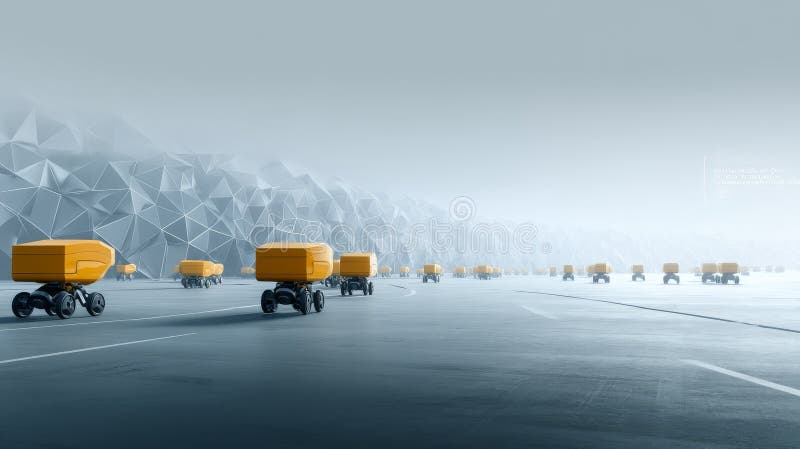 Bright Yellow Carts in a Row on Paved Road, Urban Transportation and ...