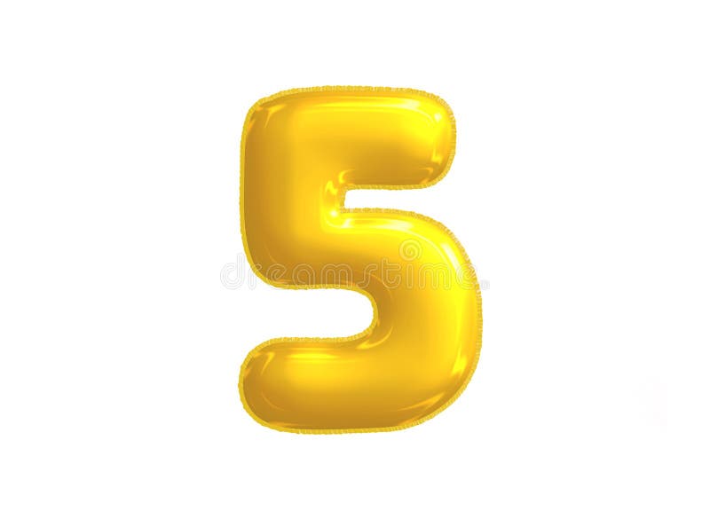 Bright Yellow Celebrated Air Balloon Number FIVE Stock Illustration ...