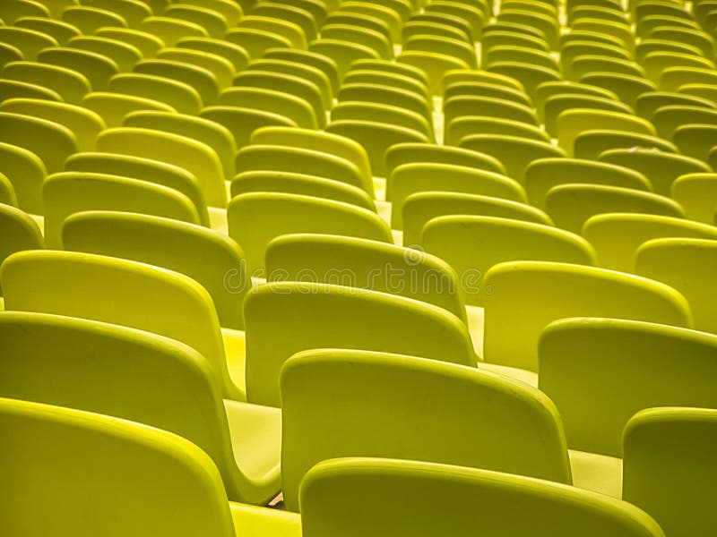 Abstract of Lime Green Plastic Seat at a Football Stadium Stock Photo ...