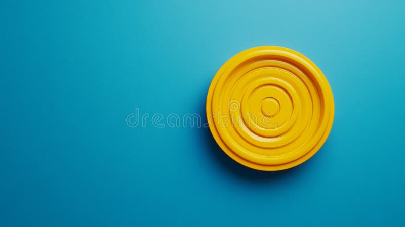 Vibrant Yellow Circular Object on a Bright Blue Background in a ...