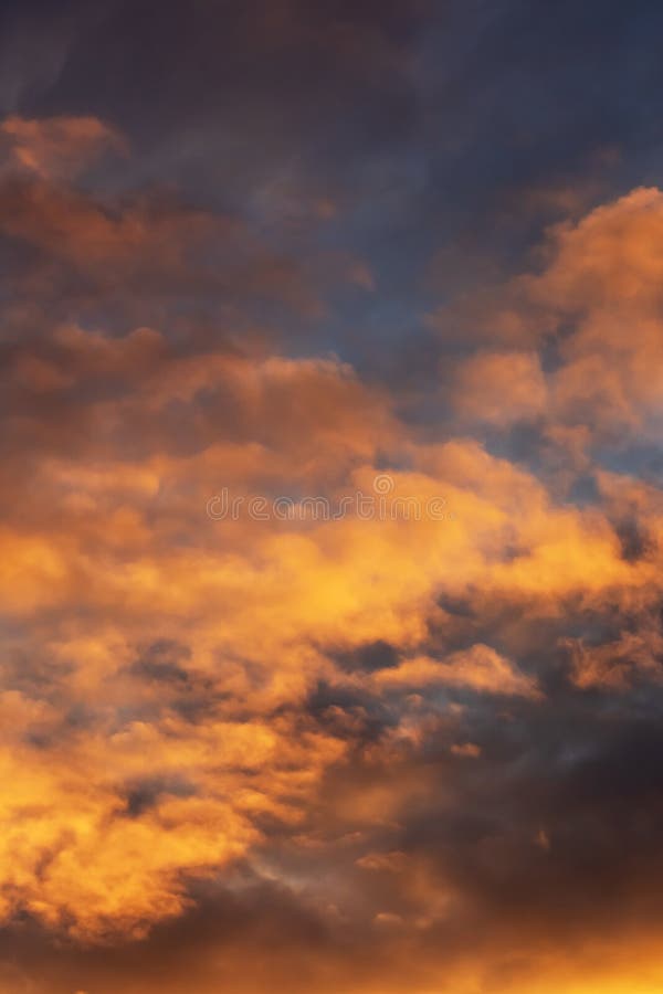 Bright Yellow Clouds at Sunset in Sky Stock Photo - Image of light ...