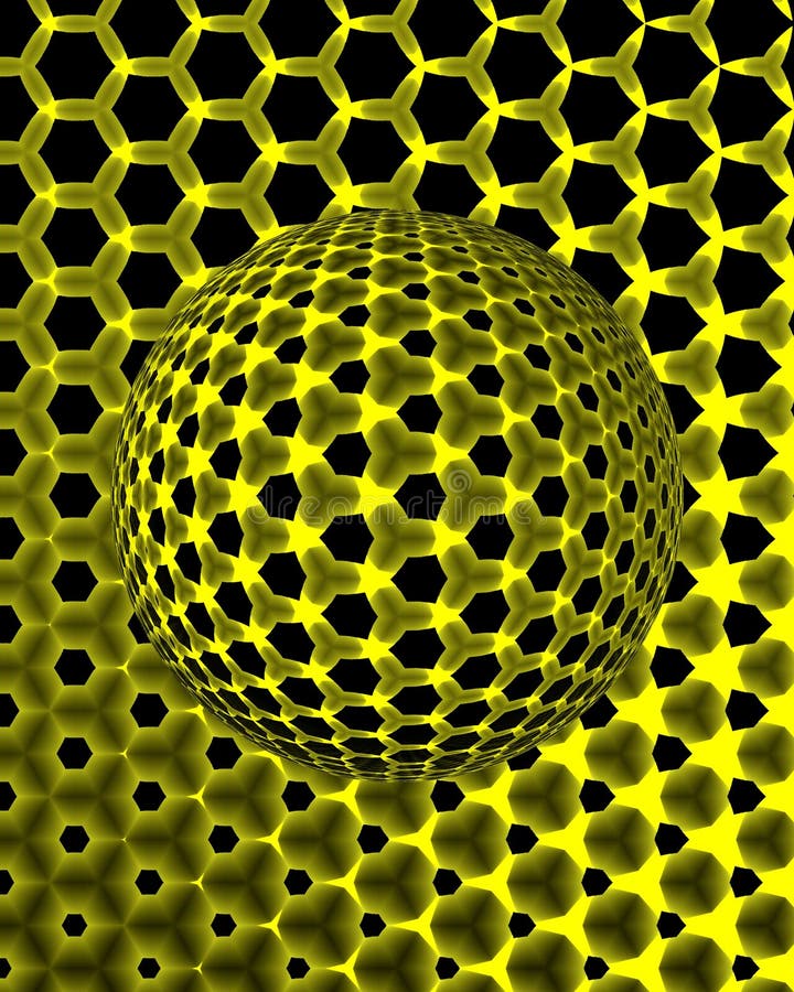 Bright Yellow Coloured Hexagonal 3D Mosaic Onto a Spherical Surface ...