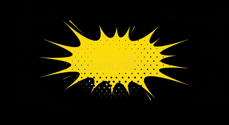 A Bright Yellow Comic Book-style Explosion Shape is Set Against a Black ...