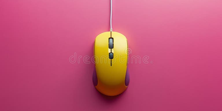 Bright Yellow Computer Mouse on Hot Pink Background Stock Photo - Image ...